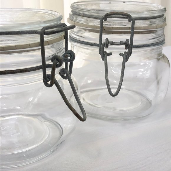 Storage & Organization | 2 Vintage Liter Glass Bail Trigger Jars | Poshmark
